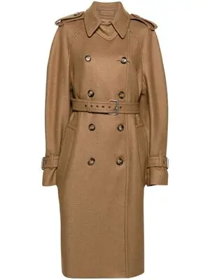 Sportmax Double-breasted Twill Trench Coat - Neutrals