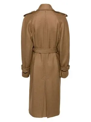 Sportmax Double-breasted Twill Trench Coat - Neutrals
