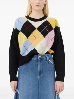 GANNI Diamond-pattern Jumper - Black