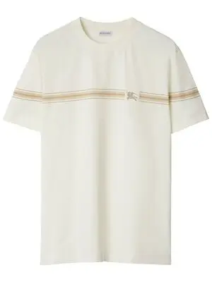 Burberry Striped Cotton T-shirt - Neutrals
