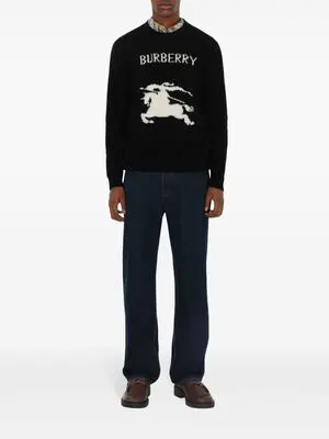 Burberry Knight Motif Wool-cashmere Blend Sweater - Black