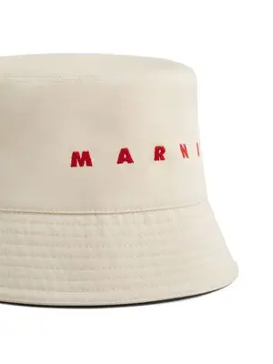 Marni Logo-embroidered Gabardine Bucket Hat - Neutrals
