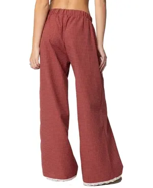 EDIKTED Dakota Plaid Pants - Red