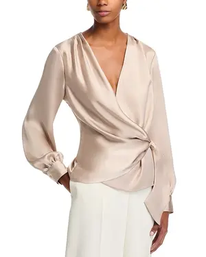 Aqua Faux Wrap Top - Champagne