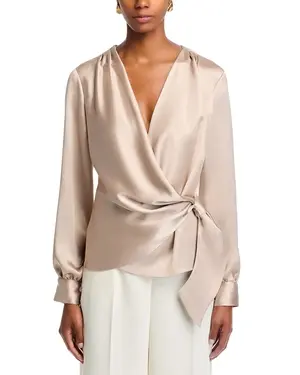 Aqua Faux Wrap Top - Champagne