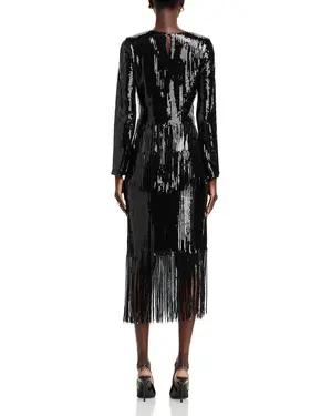 Aqua Sequined Fringe Top