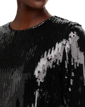 Aqua Sequined Fringe Top