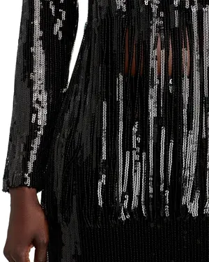 Aqua Sequined Fringe Top