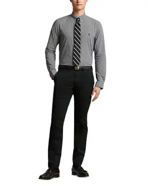 Polo Ralph Lauren Slim Fit Long Sleeve Poplin Button Down Shirt - Black Pattern