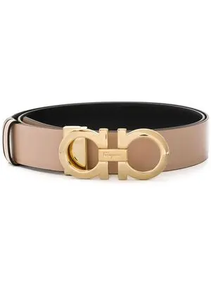 FERRAGAMO Ferragamo Gancini Leather Belt Neutrals