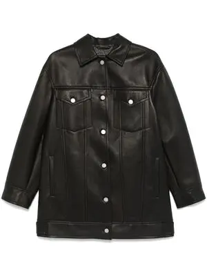 Max Mara Press-stud Leather Jacket