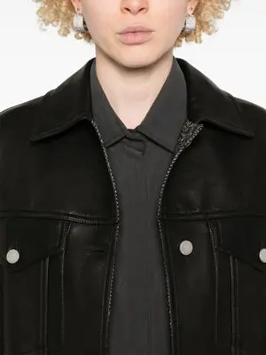 Max Mara Press-stud Leather Jacket