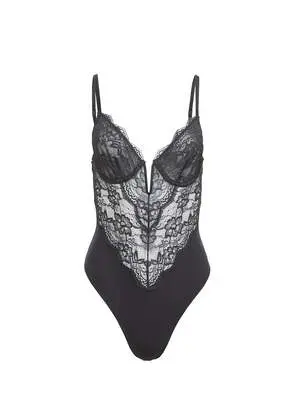 FLEUR DU MAL Bianca Lace Bodysuit - Black