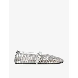Alaïa Cut-out Mesh Ballerina Flats - Silver
