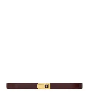 Saint Laurent Saint Laurent Leather Charniere Belt With Cassandre Monogram Pink