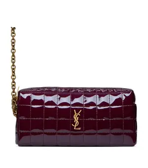 Saint Laurent Monogram Pouch With Chain - Red