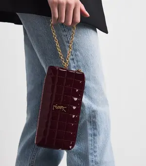 Saint Laurent Monogram Pouch With Chain - Red