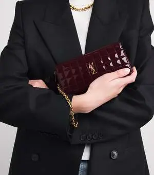 Saint Laurent Monogram Pouch With Chain - Red
