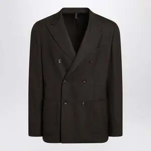 SANTANIELLO Checked Double-Breasted Jacket - Brown