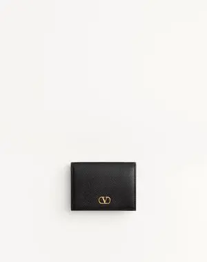 Valentino Garavani Vlogo Signature Grainy Calfskin Wallet - Black