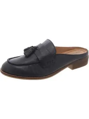 EARTH Womens Faux Leather Tassel Mules - Black