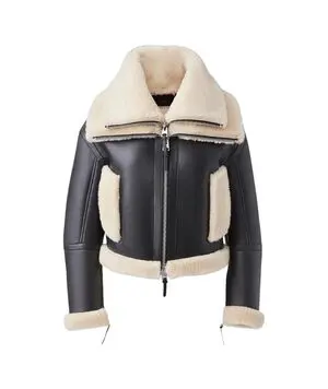 Mackage Mackage Penelopa Sheepskin Jacket With Double Collar Cream