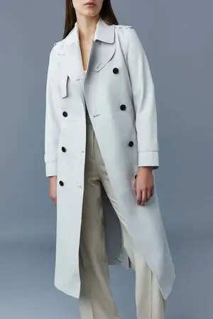 Mackage Gael-V Leather Trench Coat Off White