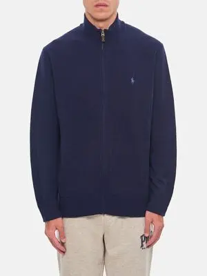 Polo Ralph Lauren Pure Wool Zip-up Turtleneck Cardigan - Blue