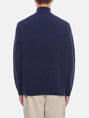 Polo Ralph Lauren Pure Wool Zip-up Turtleneck Cardigan - Blue