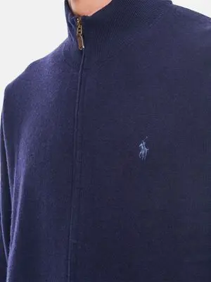 Polo Ralph Lauren Pure Wool Zip-up Turtleneck Cardigan - Blue