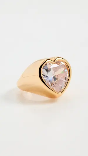 Timeless Pearly Plated Ring With Crystal Heart
