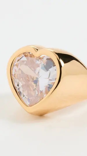 Timeless Pearly Plated Ring With Crystal Heart