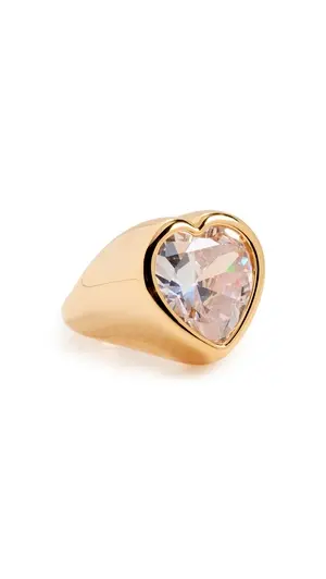 Timeless Pearly Plated Ring With Crystal Heart