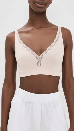 STRIPE & STARE The Lace Plunge Bralette - Sand
