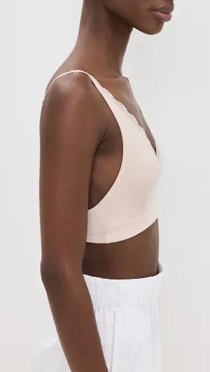 STRIPE & STARE The Lace Plunge Bralette - Sand