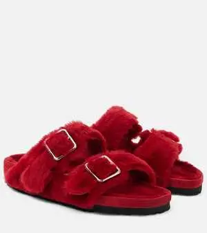 BIRKENSTOCK Arizona Shearling Sandals - Red