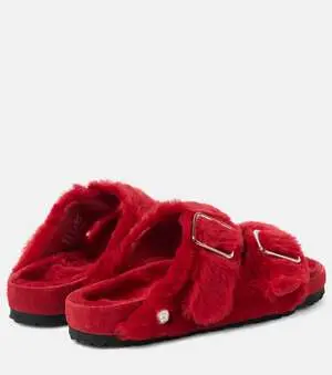 BIRKENSTOCK Arizona Shearling Sandals - Red