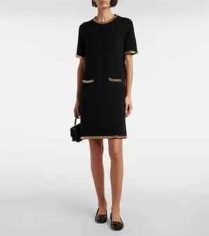 Tory Burch Chain-detail Waffle-knit Mini Dress