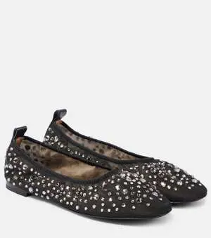 Tory Burch Crystal-embellished Mesh Ballet Flats