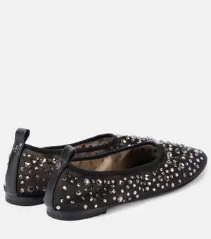 Tory Burch Crystal-embellished Mesh Ballet Flats