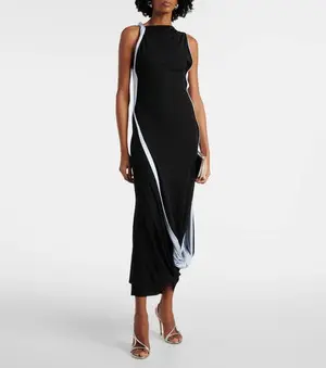 Victoria Beckham Asymmetric Draped Midi Dress