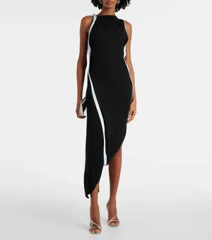 Victoria Beckham Asymmetric Draped Midi Dress
