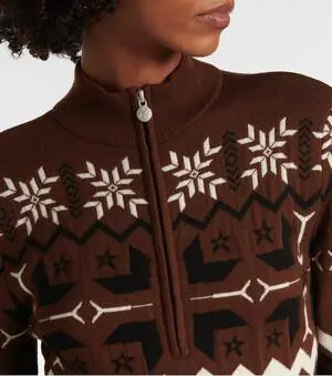 Perfect Moment Nordic Intarsia Half-zip Wool Sweater - Brown