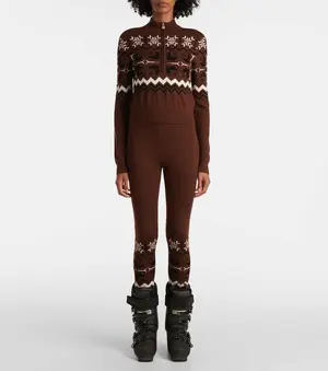 Perfect Moment Nordic Intarsia Half-zip Wool Sweater - Brown