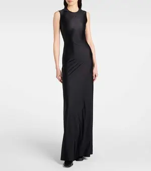 MARINE SERRE Draped Jersey Maxi Dress