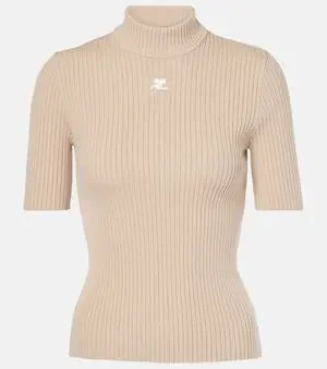 COURREGES Reedition Ribbed-knit Top - Brown