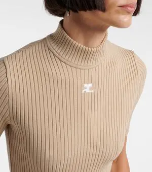 COURREGES Reedition Ribbed-knit Top - Brown