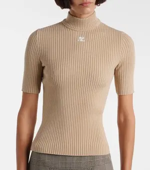 COURREGES Reedition Ribbed-knit Top - Brown