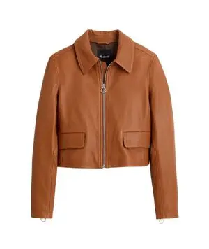 Madewell Shrunken Zip-front Jacket In Leather