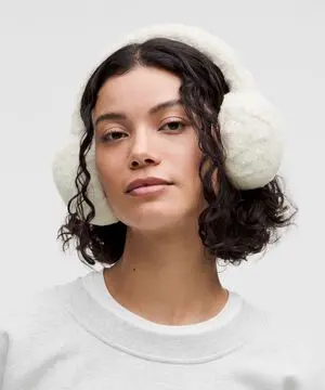 Lululemon Plush Fleece Earmuffs - Bone | Editorialist display picture 3
